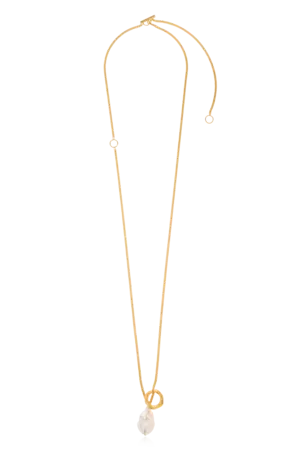 JIL SANDER Brass Necklace With Pearl Pendant - Gold