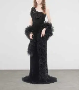 Valentino Garavani Feather Scarf - Black