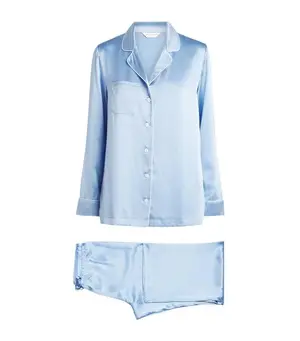Derek Rose Silk Bailey Pyjama Set - Blue
