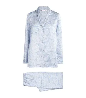 Derek Rose Silk Floral Pyjama Set - Blue