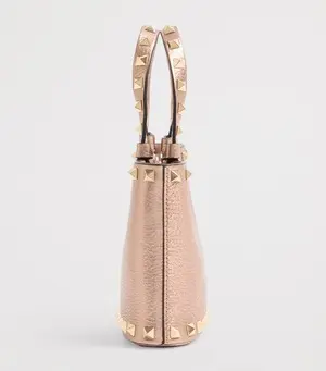 Valentino Garavani Mini Metallic Leather Rockstud Top-handle Bag