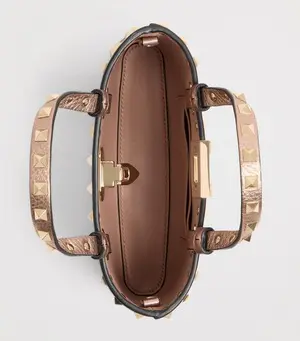 Valentino Garavani Mini Metallic Leather Rockstud Top-handle Bag