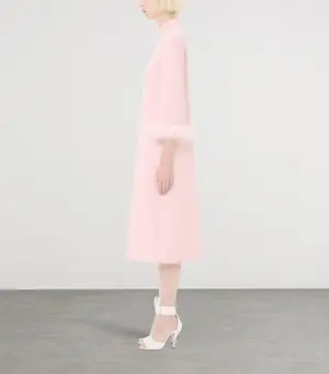 Valentino Garavani Crepe Feather-trim Midi Dress