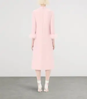 Valentino Garavani Crepe Feather-trim Midi Dress