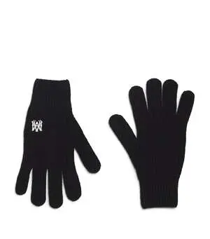 Amiri Wool Gloves With Logo - Black