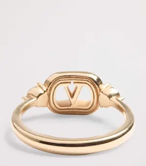 Valentino Garavani Crystal Logo Ring - Gold