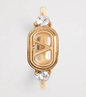 Valentino Garavani Crystal Logo Ring - Gold