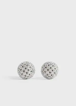 TOTEME Diamond Lace Stud Earrings - Silver