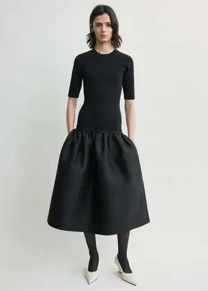 TOTÊME Compact Knit Jersey And Twinflower Skirt Dress - Black
