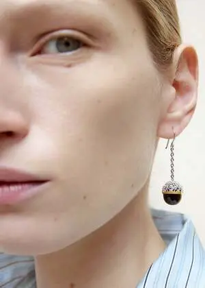 TOTEME Diamond Lace Drop Earrings - Black,silver
