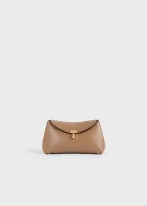 TOTEME TOTEME Mini T-Lock Leather Clutch Beige