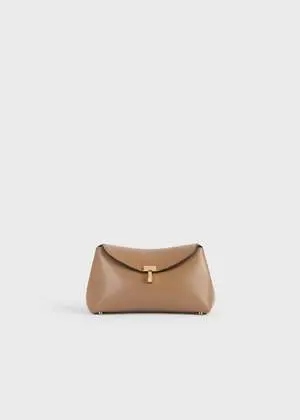 TOTEME Mini T-lock Leather Clutch - Camel