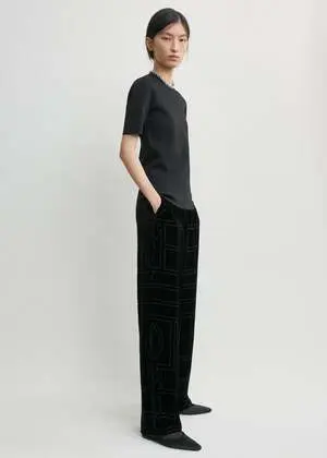 TOTEME Monogram Devoré Pj Bottoms - Black