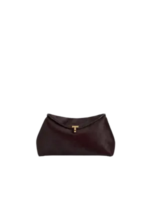 TOTEME TOTEME T-lock Pony Hair Clutch Wine