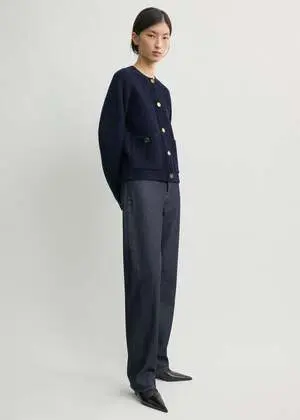 TOTEME Hammered Button Cardigan - Navy