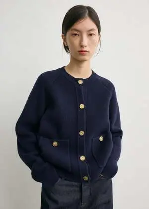 TOTEME Hammered Button Cardigan - Navy