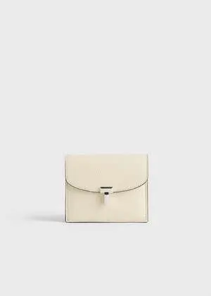 TOTEME T-lock Grained-leather Cardholder - Milk