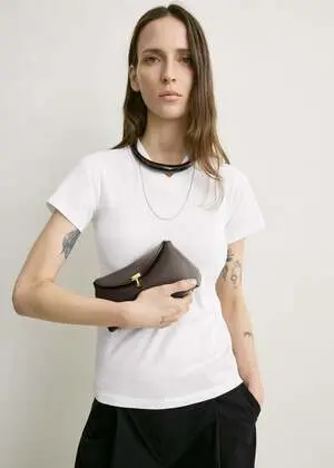TOTEME Mini T-lock Leather Clutch - Brown