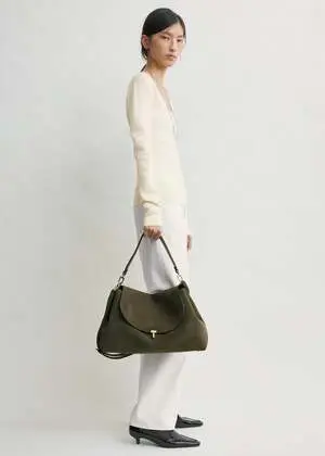 TOTEME T-lock Suede Satchel - Brown