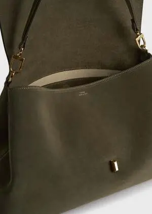TOTEME T-lock Suede Satchel - Brown