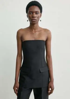 TOTEME Strapless Crepe Pocket Top - Black