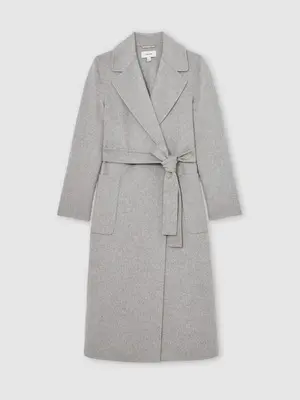 REISS Wool-blend Double-breasted Coat - Grey