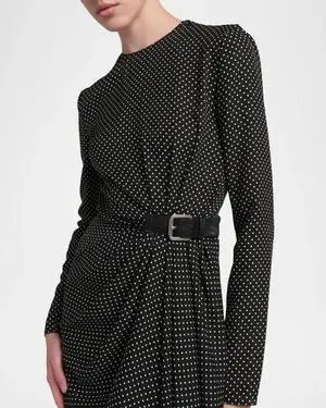 TOM FORD Polka Dot Silk Midi Dress - Black