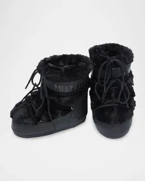 Moon Boot Icon Low Faux Fur Snow Boots Black
