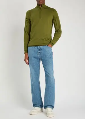 John Smedley Tapton Quarter-zip Merino Wool Jumper - Green