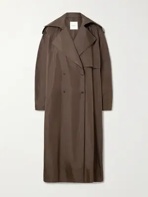 ST. AGNI Double-breasted Recycled-taffeta Trench Coat - Brown