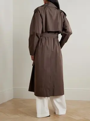 ST. AGNI Double-breasted Recycled-taffeta Trench Coat - Brown