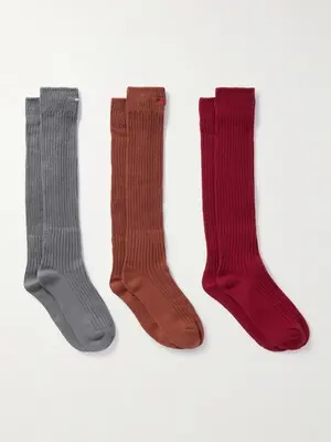 SHUSHU/TONG Pack Of Three Embroidered Socks - Multi