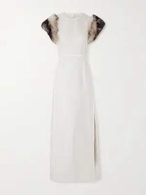 JIL SANDER Paneled Shearling-trimmed Maxi Dress