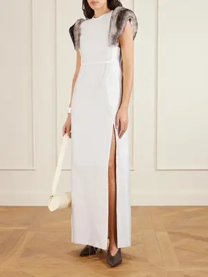 JIL SANDER Paneled Shearling-trimmed Maxi Dress