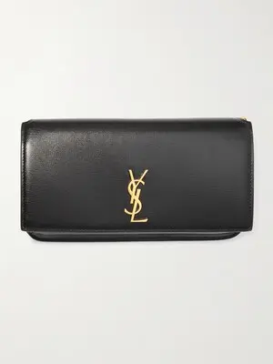 Saint Laurent Cassandre Strap Leather Phone Case - Black