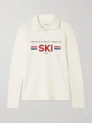 WE NORWEGIANS Bibi Printed Merino Wool-blend Piqué Sweatshirt - Neutrals