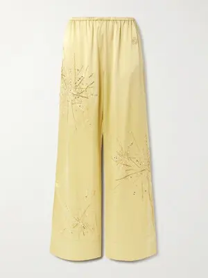Bernadette Louis Embellished Wide-leg Pants - Gold
