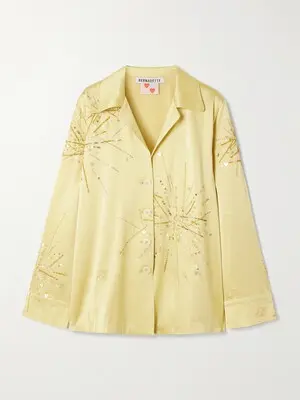 Bernadette Louis Embellished Silk-blend Satin Shirt - Gold