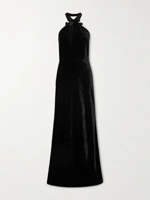 Bernadette Jolene Halterneck Velvet Maxi Dress