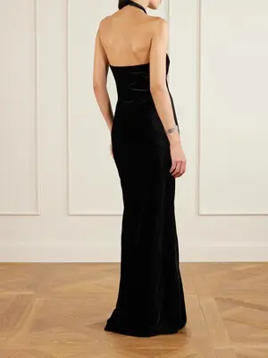 Bernadette Jolene Halterneck Velvet Maxi Dress