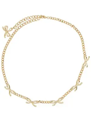 SELF-PORTRAIT Necklace With Bows And Crystals - Gold