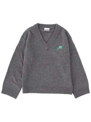 GANNI Logo Sweater - Grey