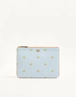 Valentino Garavani Vlogo Signature Pouch With Le Chat De La Maison Print - Azure/ivory