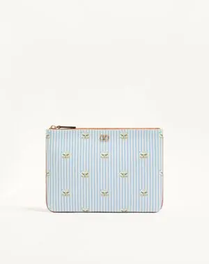 Valentino Garavani Vlogo Signature Pouch With Le Chat De La Maison Print - Azure/ivory