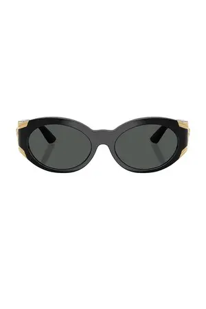 Versace Oval Sunglasses - Black & Dark Grey