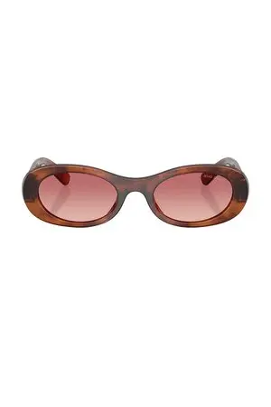 Miu Miu Oval Sunglasses - Striped Tobacco