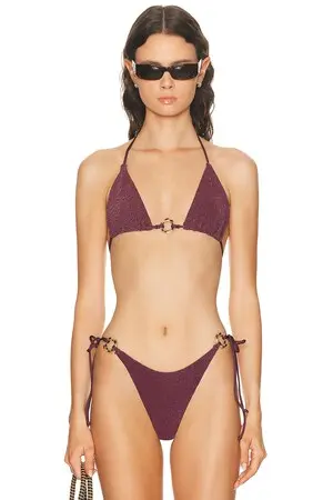 Bond Eye Ring Ingrid Triangle Bikini Top - Amarena Lurex Micro