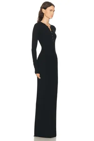 Eterne Long Sleeve Henley Maxi Dress