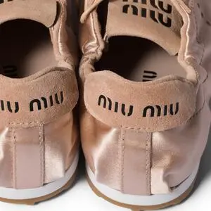 Miu Miu Plume Satin Sneakers - Powder Pink