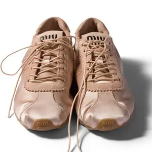 Miu Miu Plume Satin Sneakers - Powder Pink